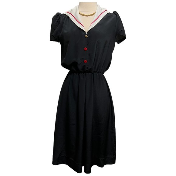 VeeVee | Dresses | Vintage Navy Blue Sailor Collar Secretary Dress ...